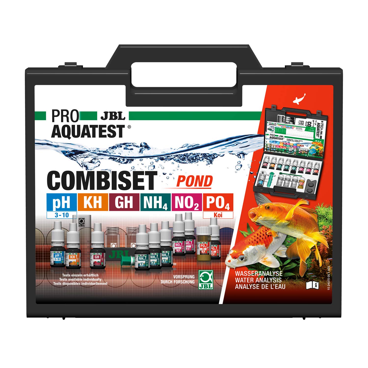 JBL Pond Water Test Kit, Combi Set for Koi and Garden Ponds, Includes 6 ...