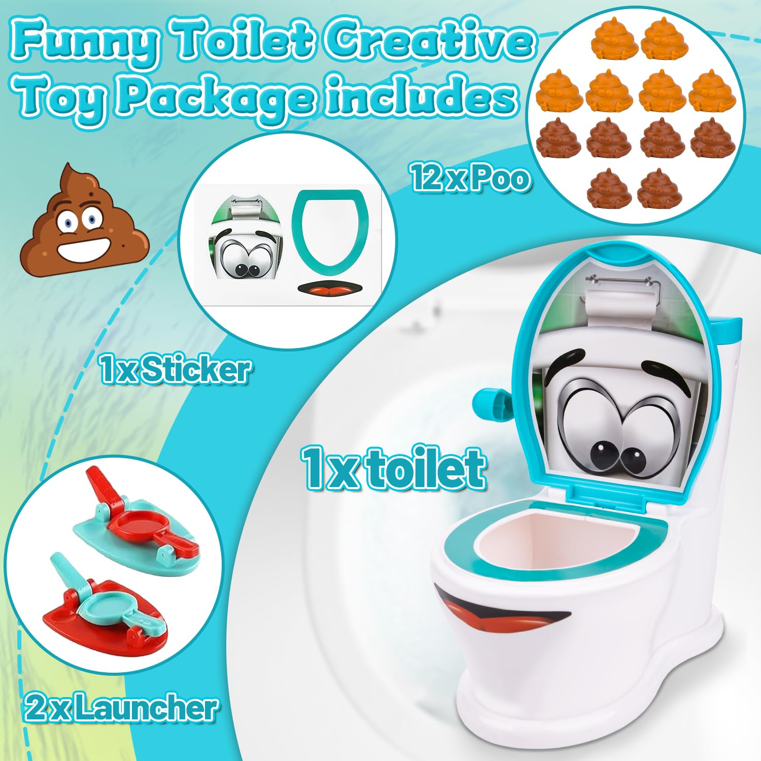 Quixion Poop Shoot Game, Shoot The Poop Family Toy with 12 Poops,2 ...