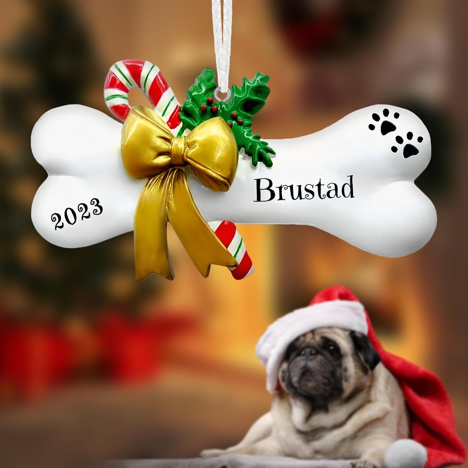 Amazon.com: Personalized Dog Bone Christmas Ornament 2025, Custom ...