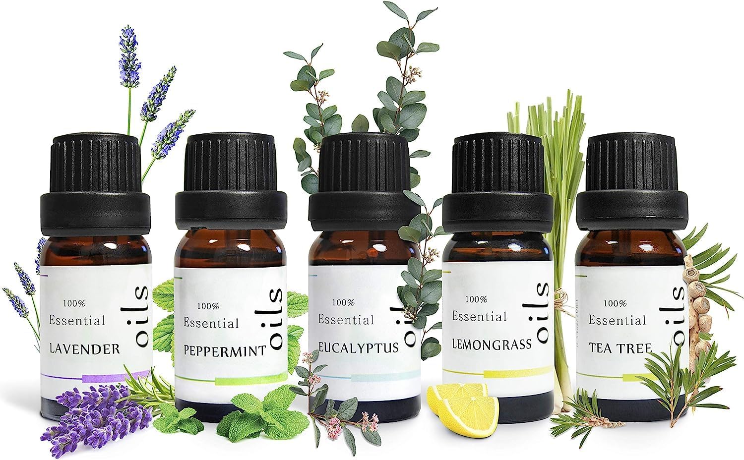 Essential Oils 100% Pure Organic 5x10ml (UK Company) Natural Diffuser ...