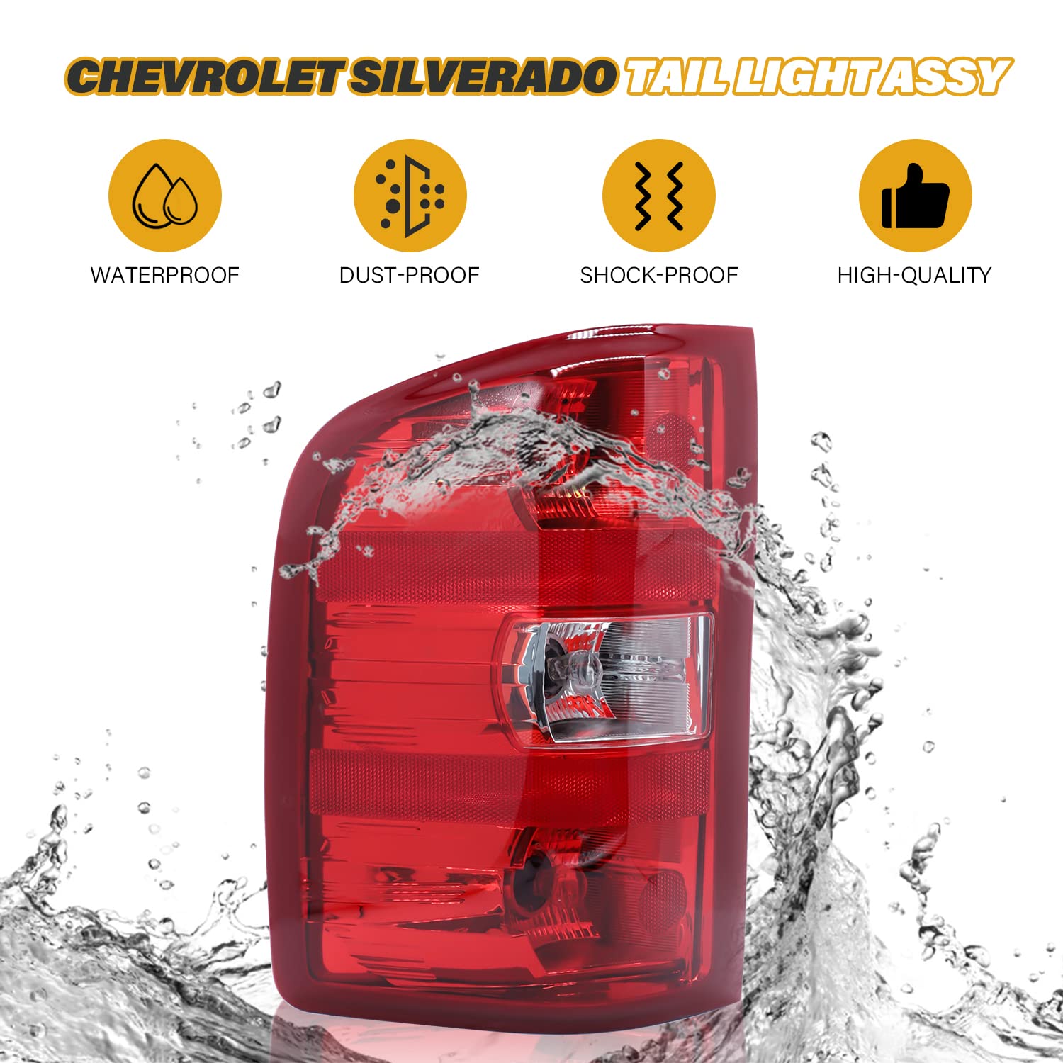 CLERYEE Tail Light Assembly Pair Compatible with Chevrolet Silverado 07 ...