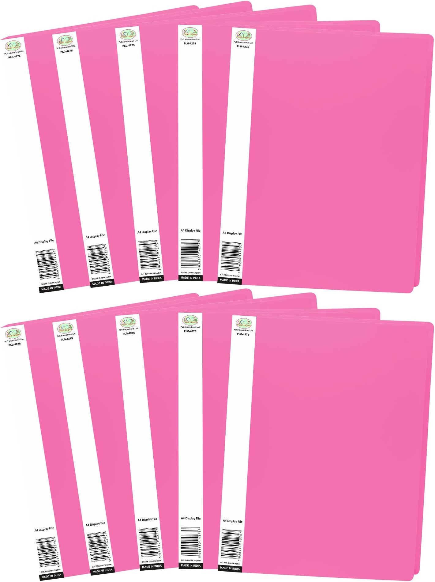 Pack of 10 - Pink A4 Presentation Display Book with 20 Pockets Project ...