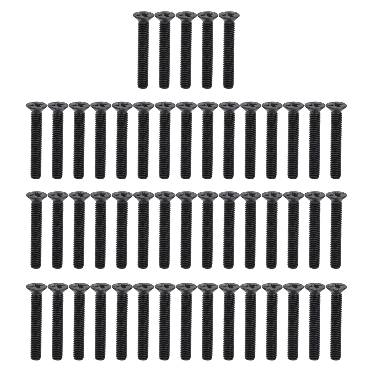 Bstxqty 50Pcs Countersunk C-Ross Screws DIN 965 Black Galvanized ...