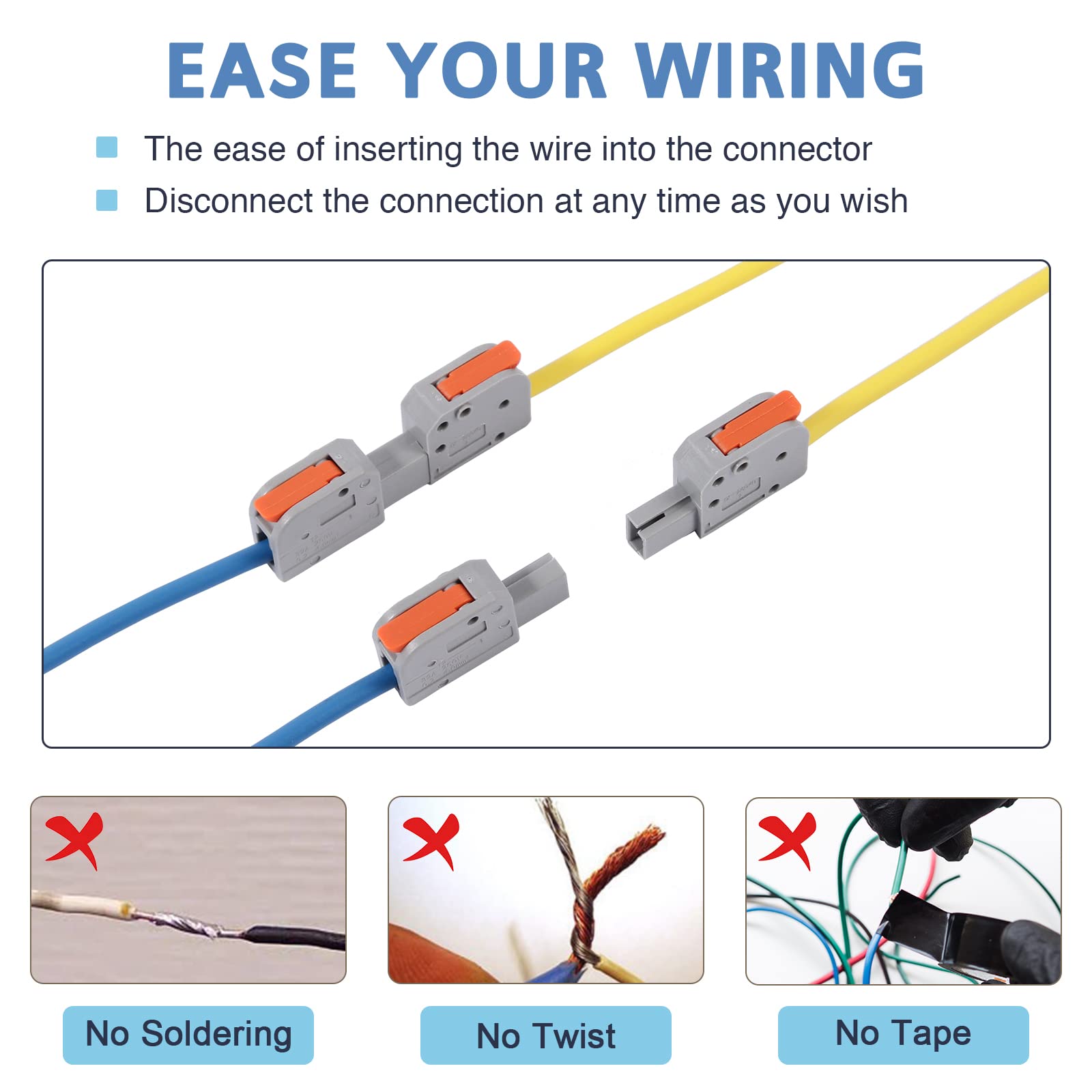 Snapklik.com : 20 PCS Pluggable Wire Connectors For AWG 24-12, Hand ...