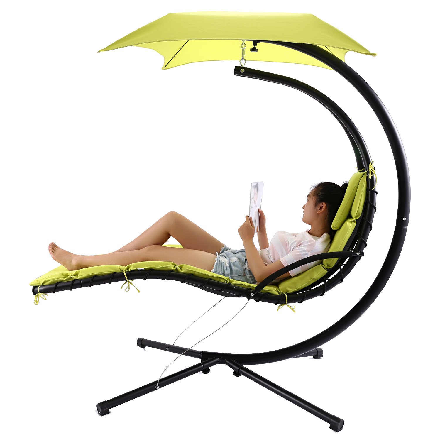 Amazon.com: Binxin Hanging Chaise Lounger Chair Arc Stand Air Porch ...