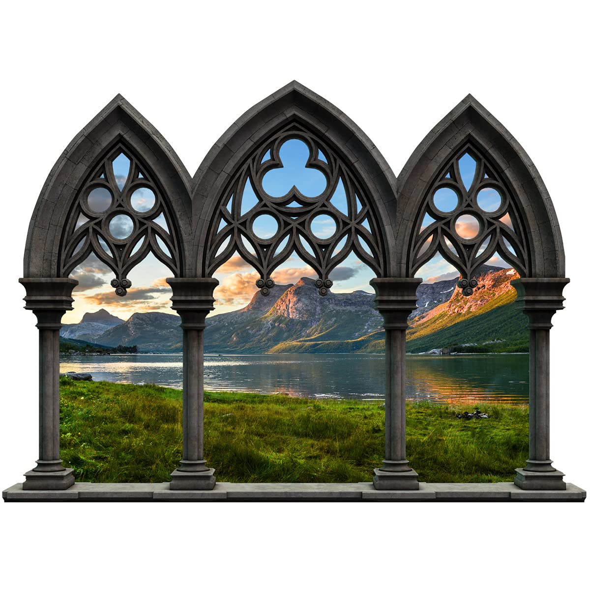 Amazon.com: VWAQ - Castle Window Decals for Walls Peel and Stick Lake ...