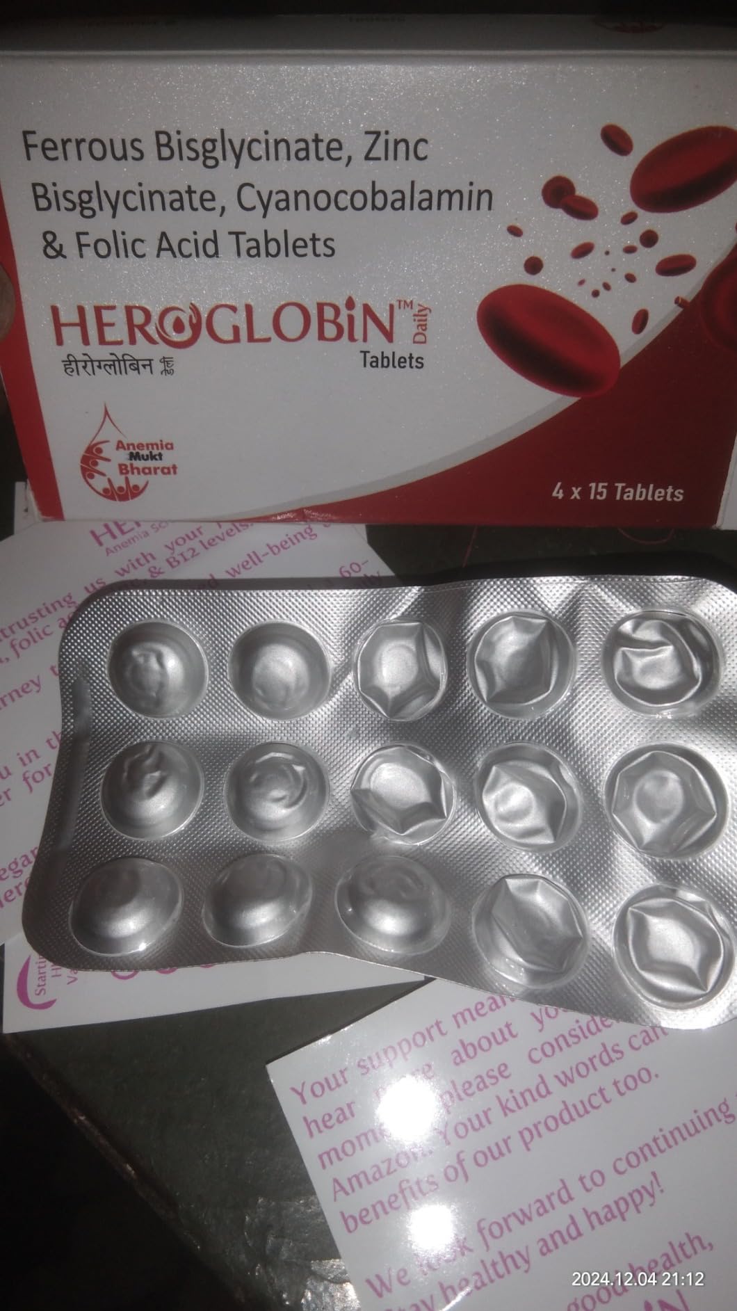 Heroglobin Daily Ferrous Bisglycinate Zinc Bisglycinate Cyanocobalamin ...