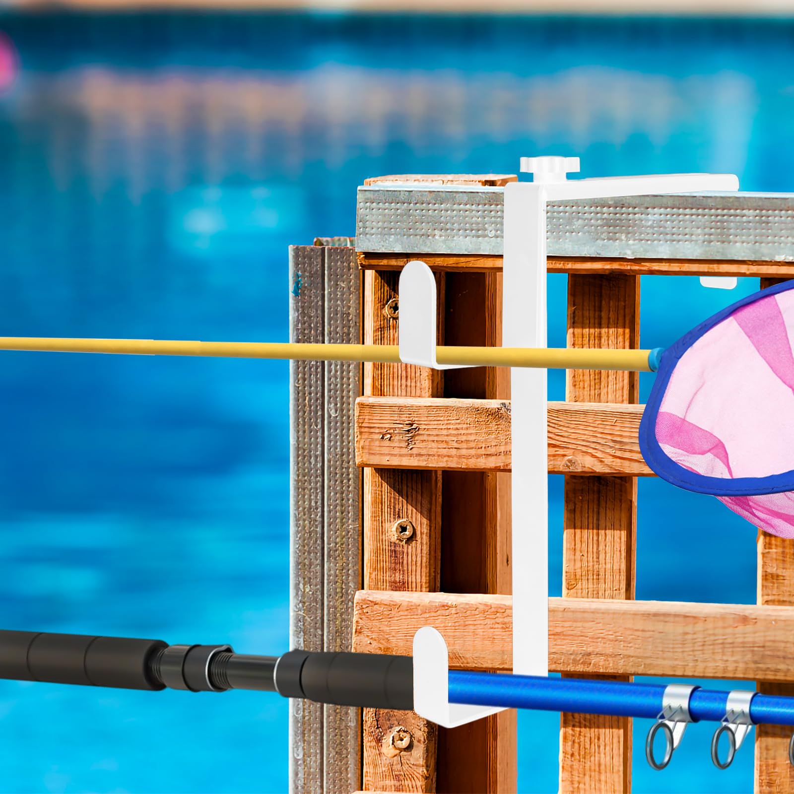Pool Pole Hook 6 Pack Adjustable - Heavy Duty Iron Hangers With PVC ...