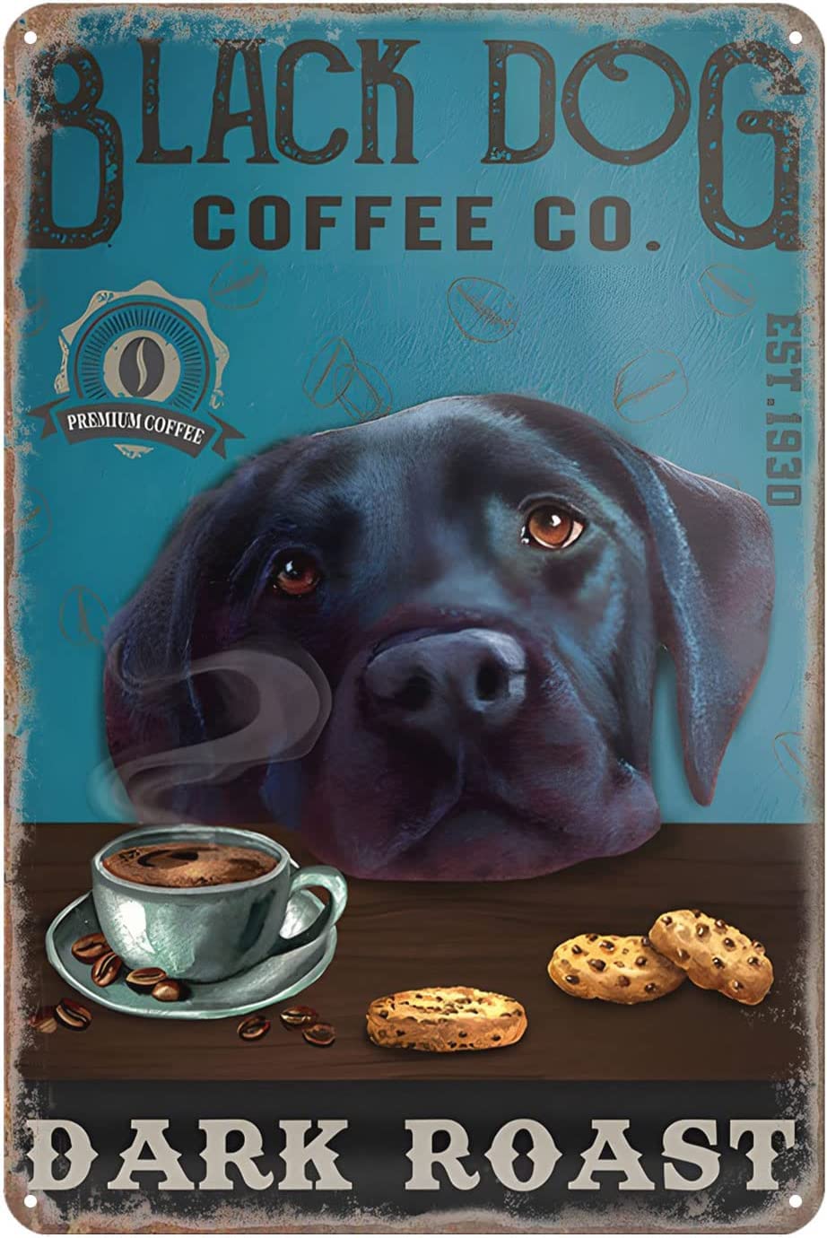 Amazon.com : Retro Metal Sign Labrador Retriever Dog Dark Roast Rustic ...