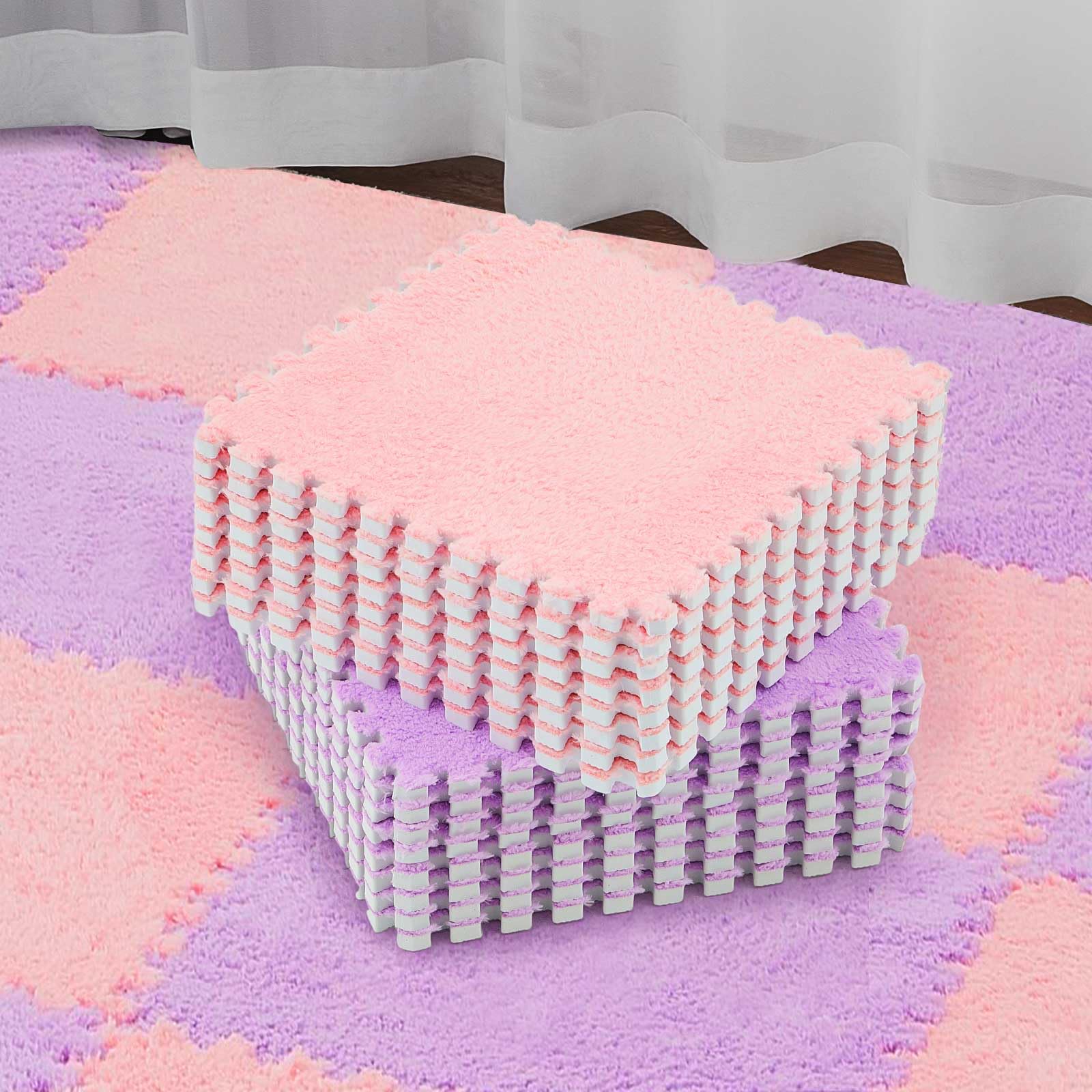 Amazon.com: Flutesan 15 Pcs Plush Puzzle Foam Floor Mat Square ...