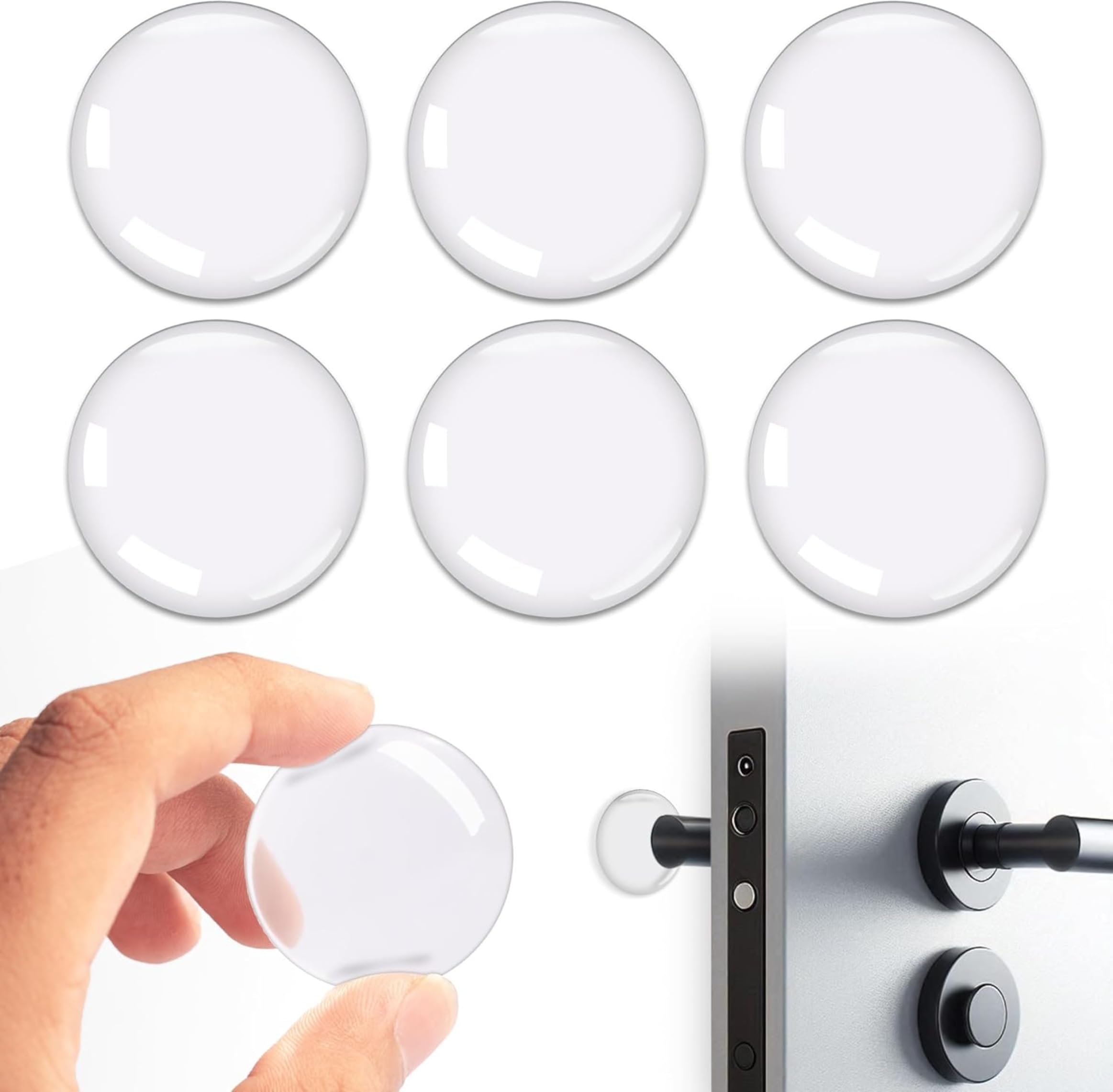 iBuddy Transparent 6 PCS Rubber Door Bumper Stopper Wall Protector ...
