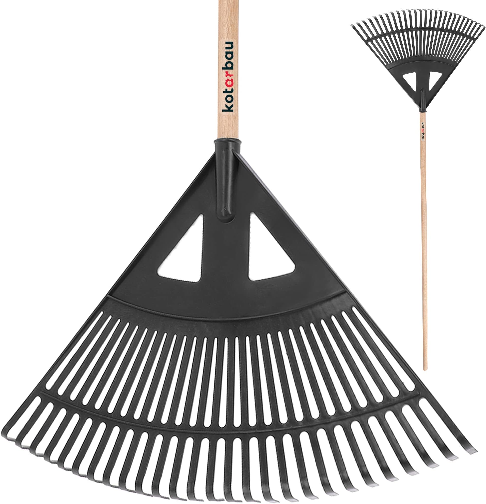 KOTARBAU® Laubrechen Kunststoff 580 mm Schwarz mit Stiel Laubbesen ...