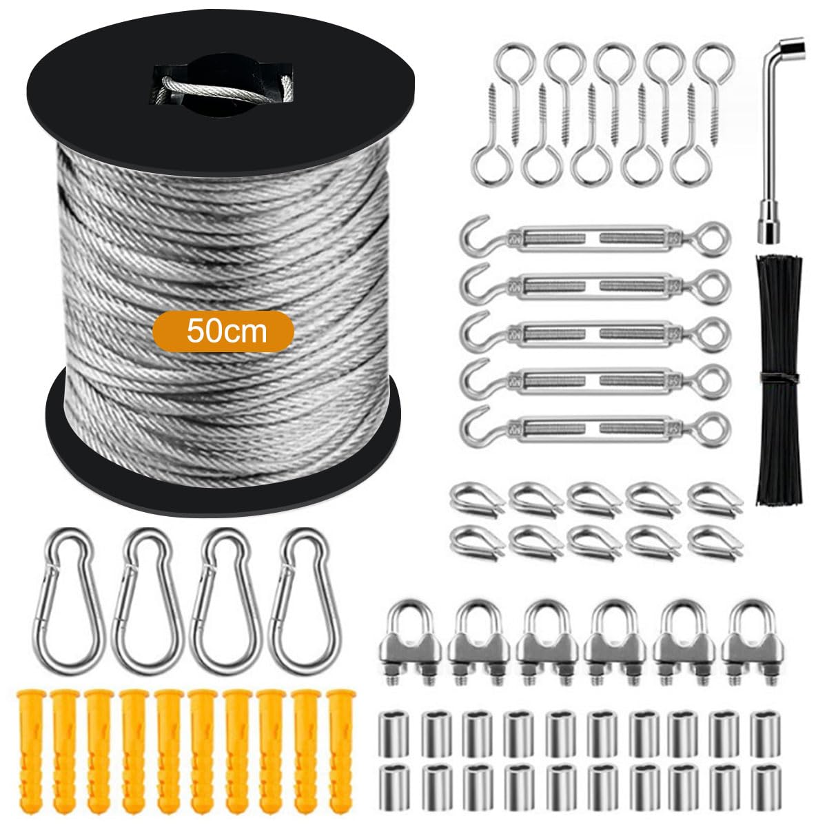 ADILIKADII Kit de Cuerda de Alambre 50 m, 68 Piezas Alambre de Acero ...