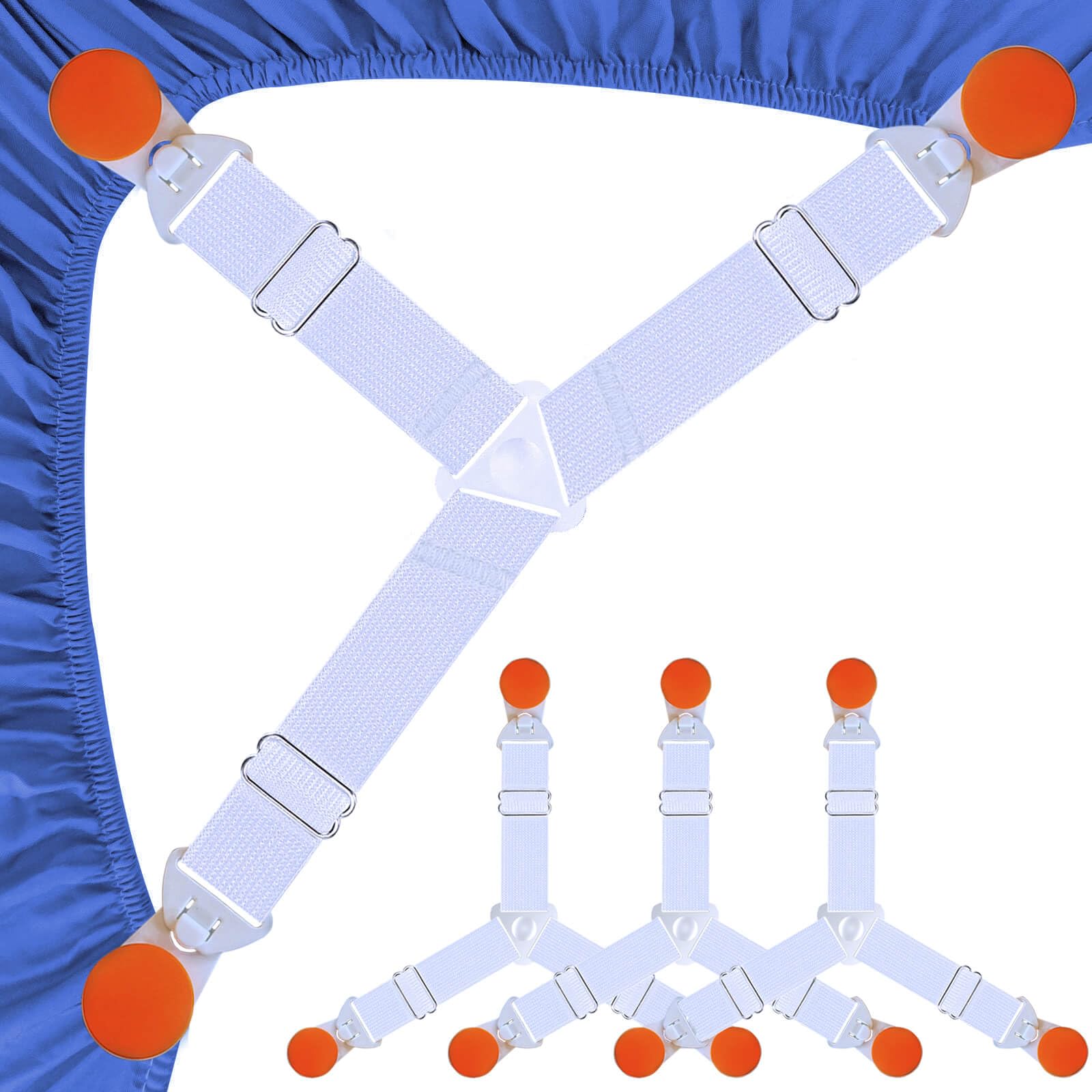 Amazon.com: Bed Sheet Straps, 4 PCS/12 Clips Bedside Installation ...