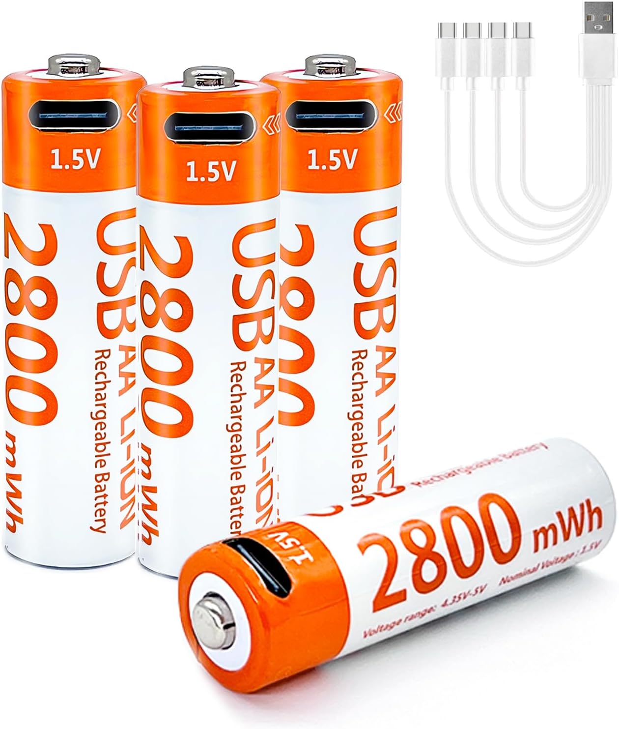 Amazon.com: LDSMNLI Rechargeable AA Lithium Batteries - 4 Pack 1.5V ...