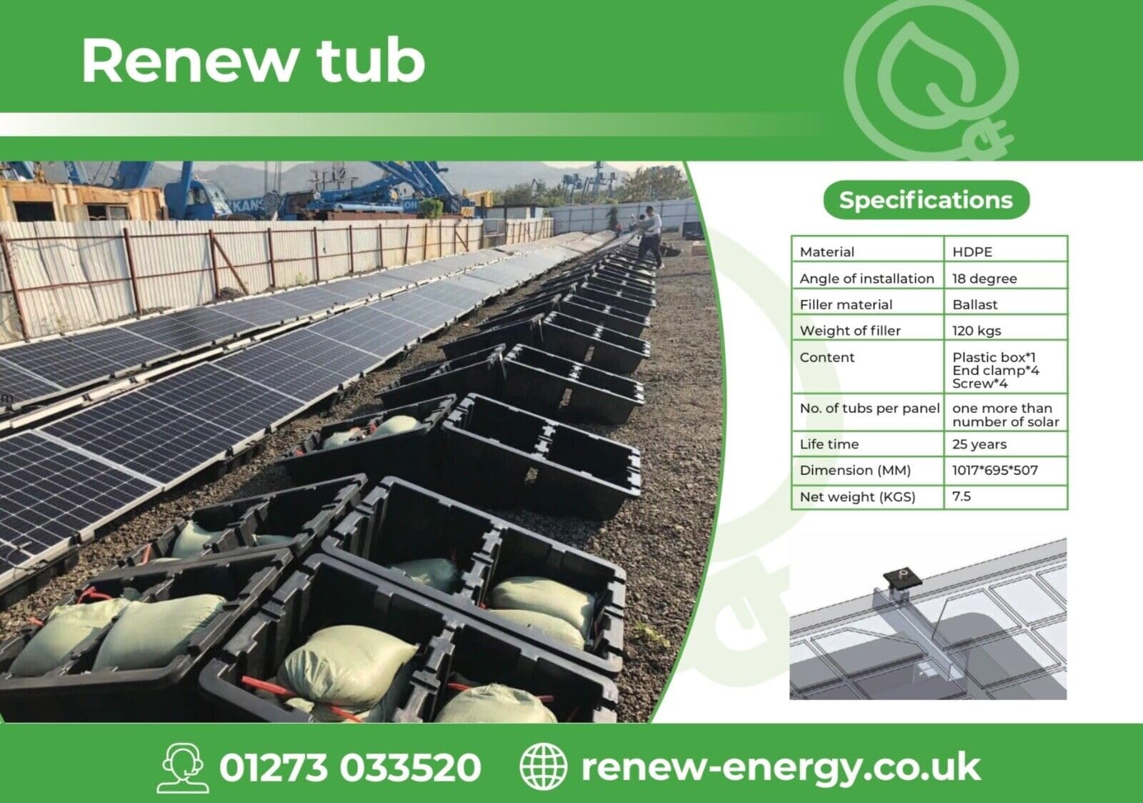 Ballasted Roof Mounted Solar Panels