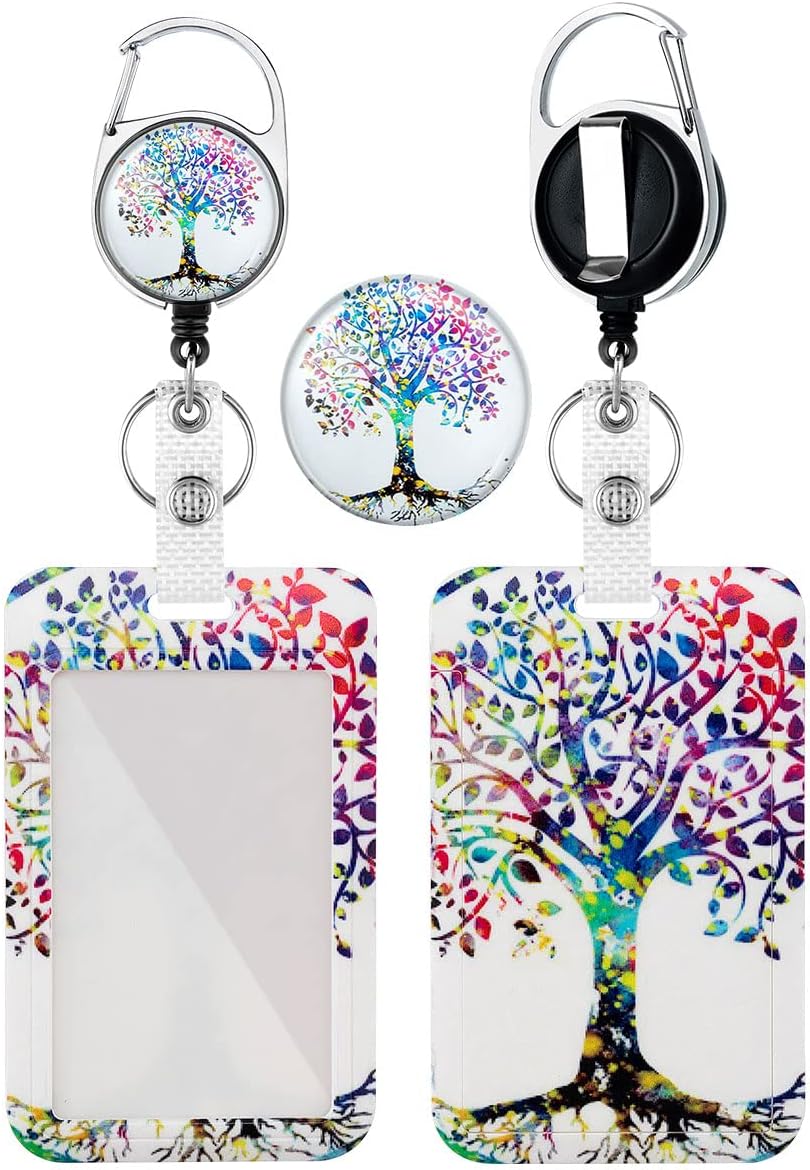 Amazon.com : WoEluone Retractable Badge Reel with ID Badge Holder,Tree ...