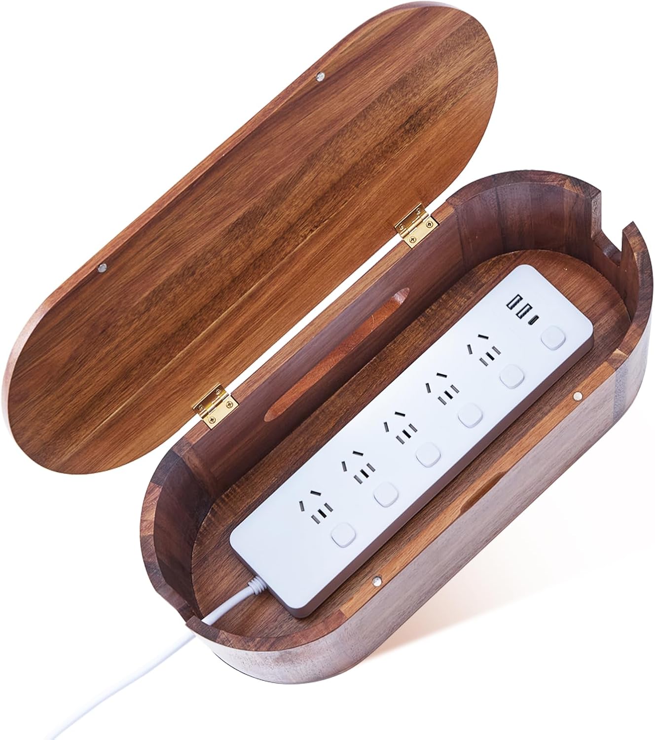 Amazon.com: Acacia Wood Cable Management Box - Large 16.1" Oval Cable ...