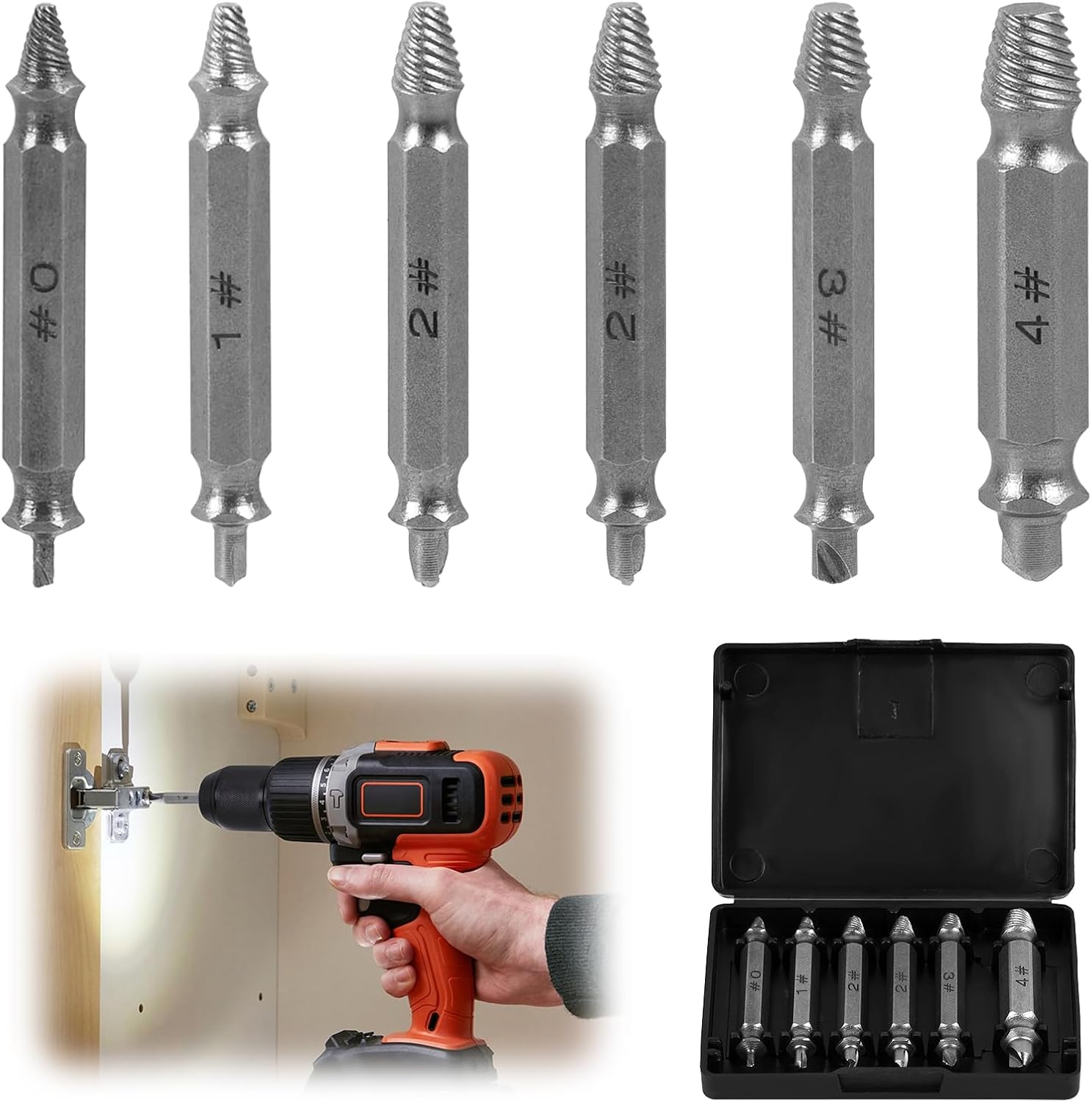 12PCS Damaged Screw Extractor Set, Screw Extractor Set Broken Screw ...