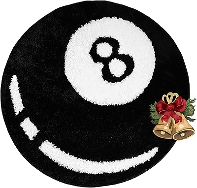 Amazon.com: Black Area Rug, Billiard Pool Eight Ball Carpet, Non-Slip ...