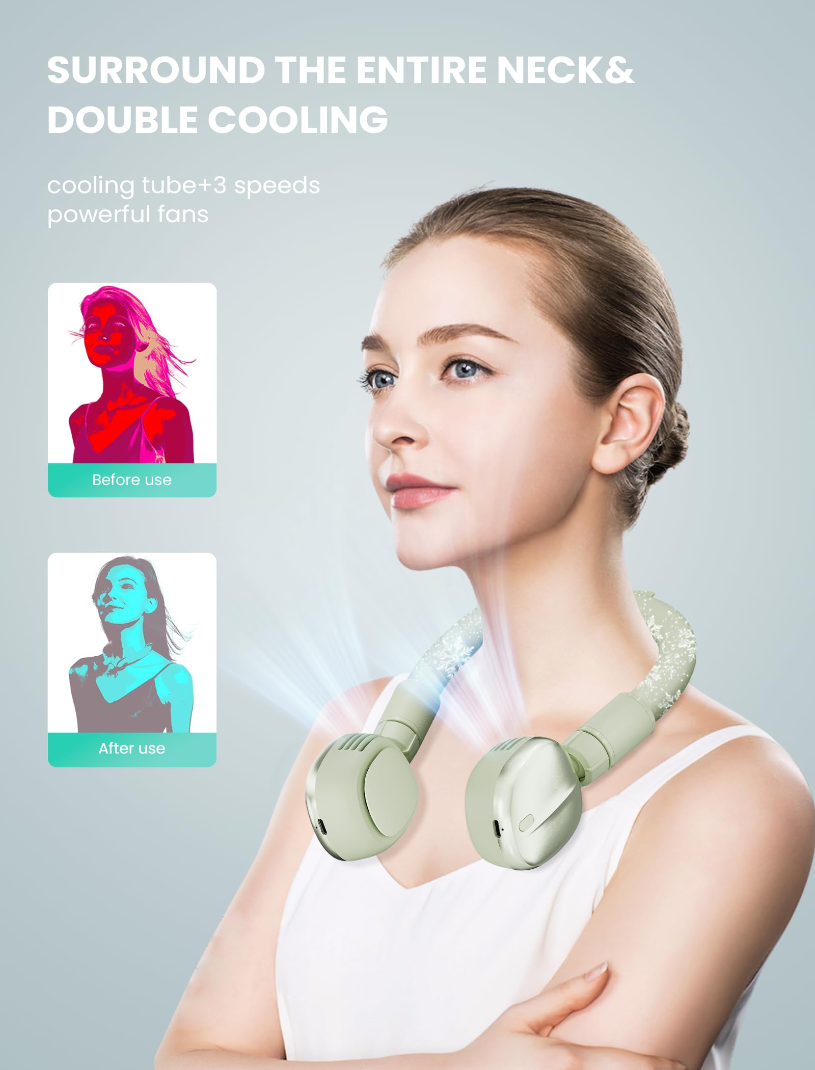 Snapklik.com : 2-in-1 Neck Fan & Ice Cooling Ring - Portable Reusable ...