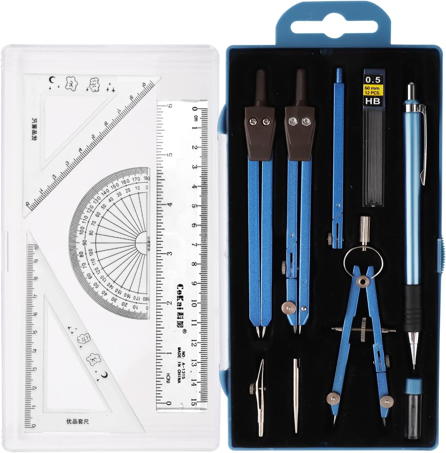 13pcs Professional Geometry Set Metal Compass Set Geometry Precision ...