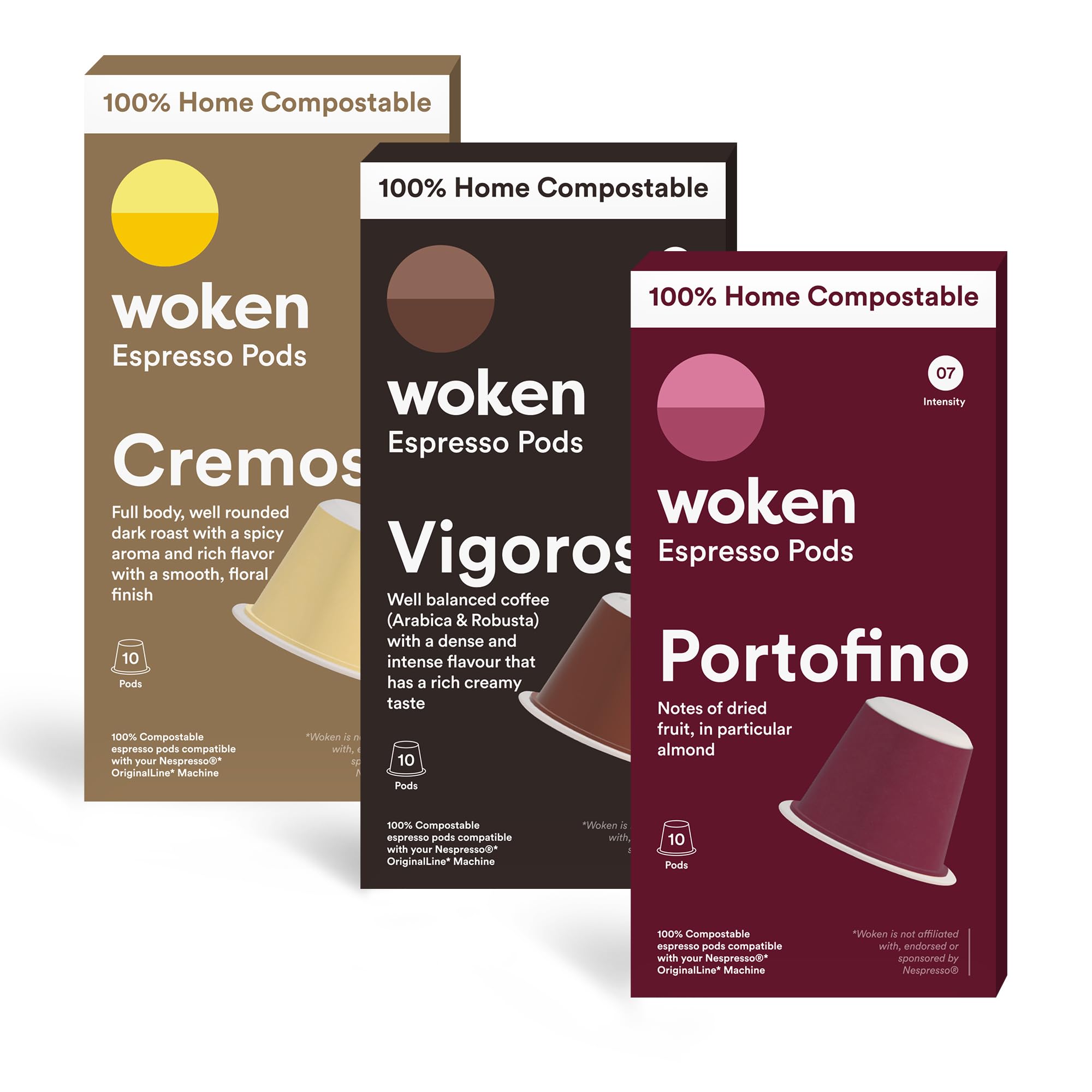 Amazon.com: WOKEN COFFEE Compostable Nespresso Pods Variety Pack - 3 ...