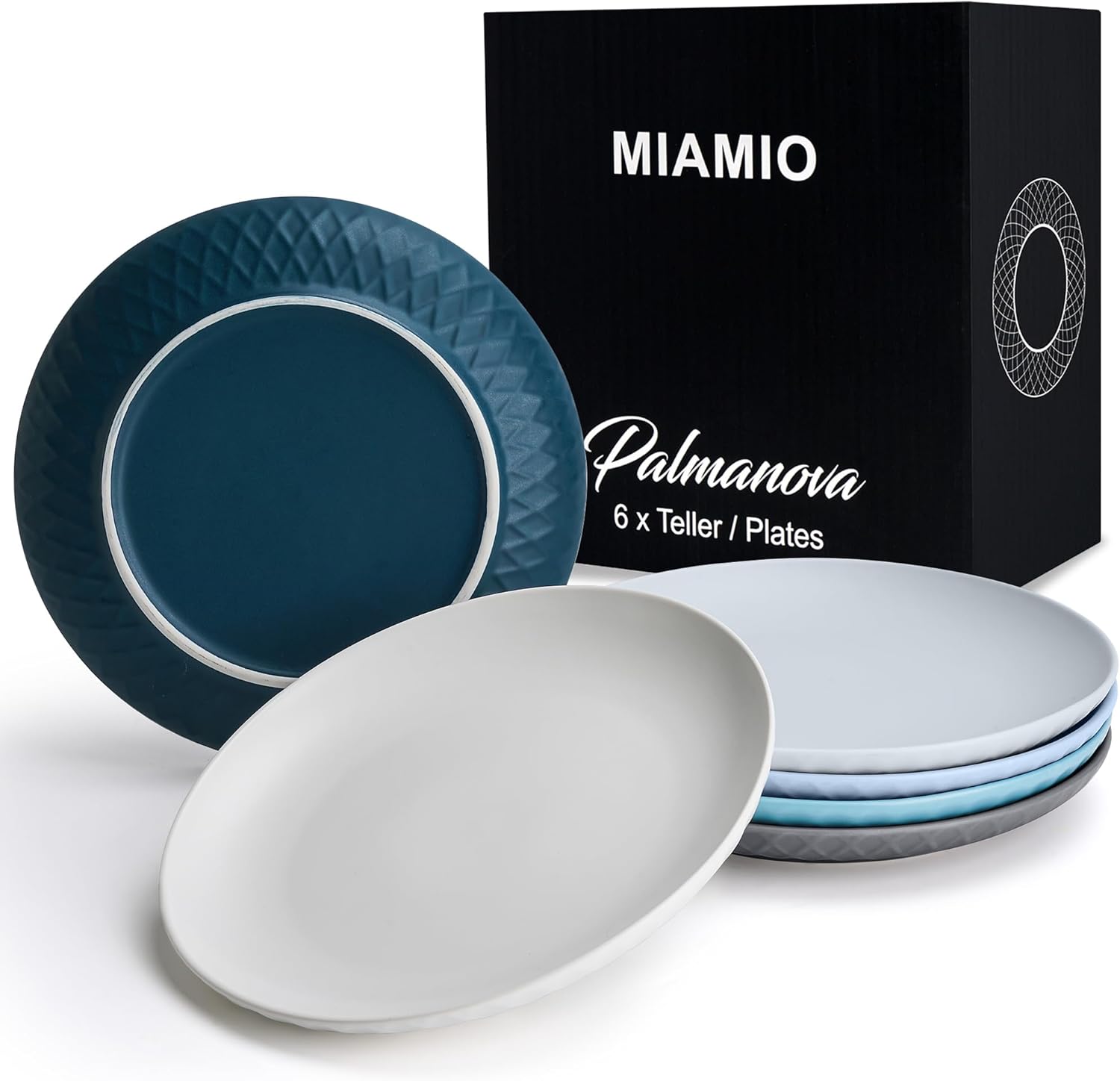 MIAMIO – Plates Set of 6 / Modern Plate Set Made of Ceramic/Stoneware ...