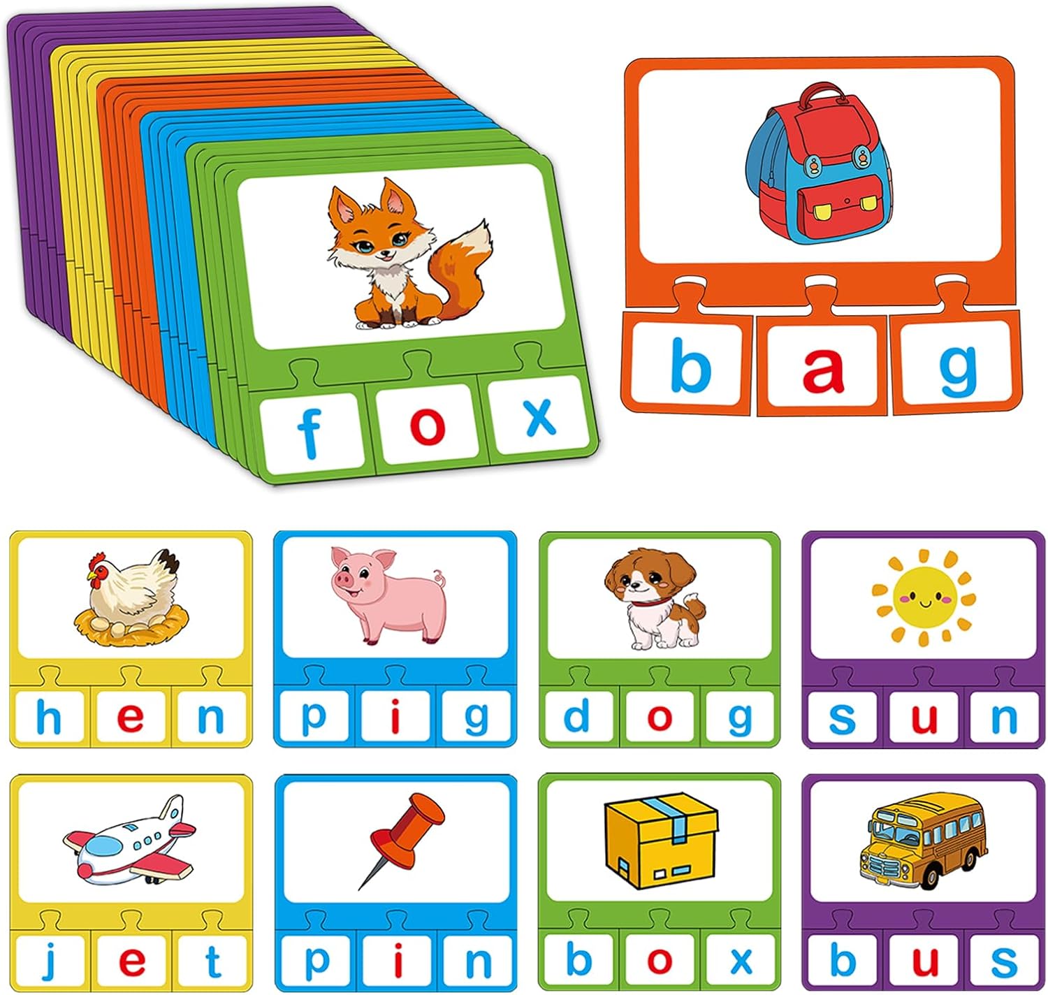 Amazon.com: Edumix CVC Word Puzzles for Kids, 25 PCS Alphabet Letter ...