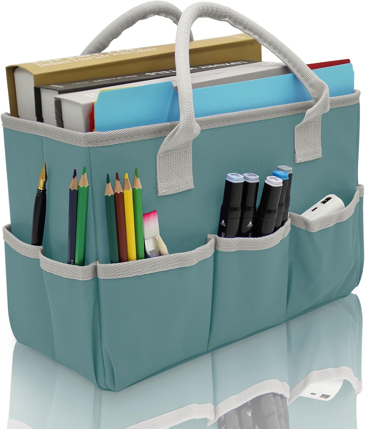 Amazon.com: Cupohus Art Organizer Craft Storage Tote Bag with Pockets ...