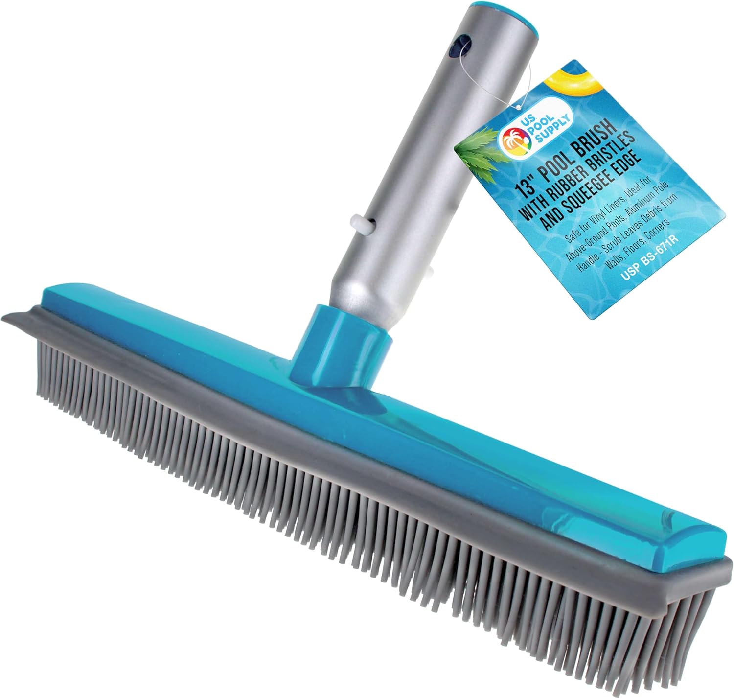 Amazon.com : U.S. Pool Supply 13" Pool Brush with Rubber Bristles and ...