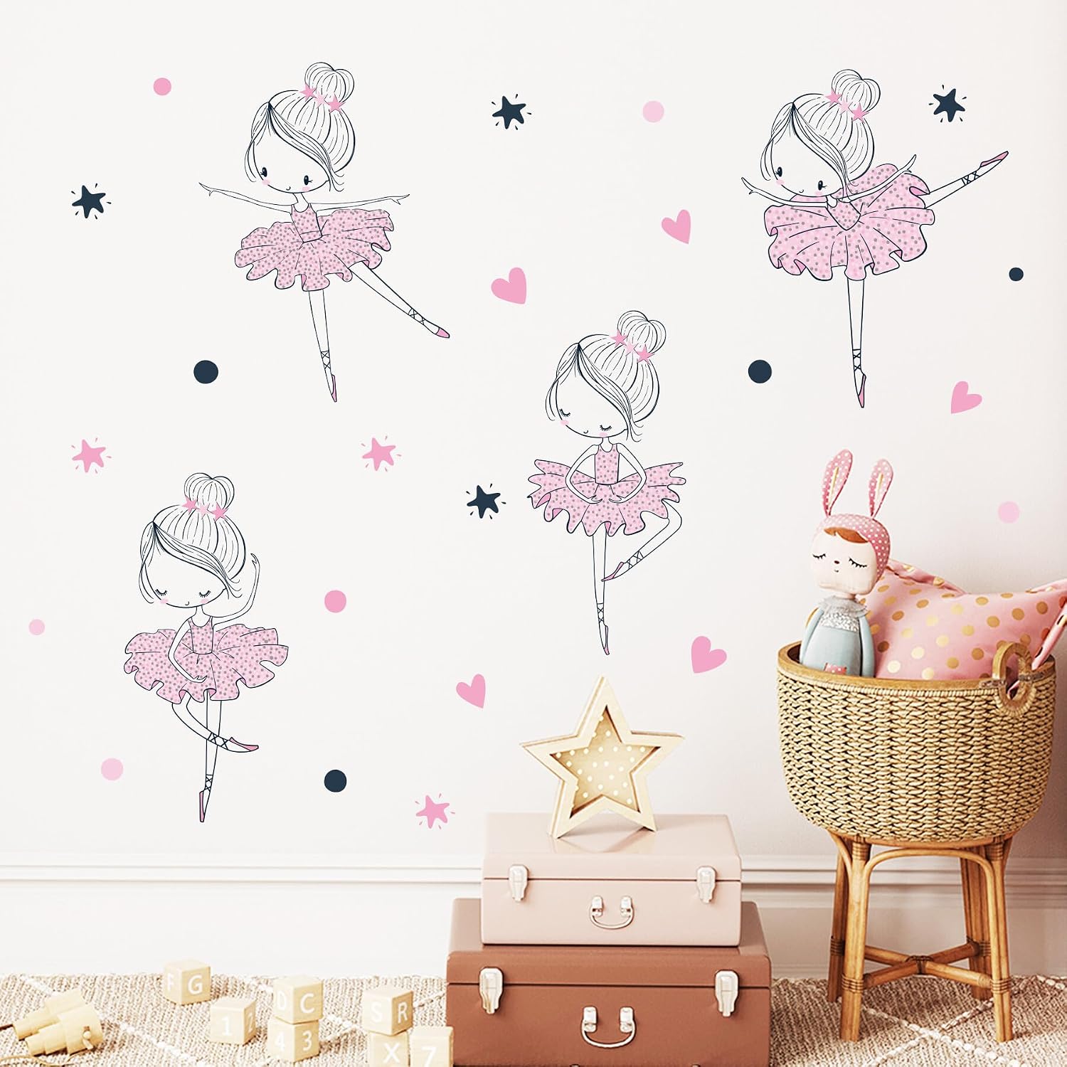 Amazon.com: 4 Cute Ballerina Ballet Dancers Wall Decals for Girls ...