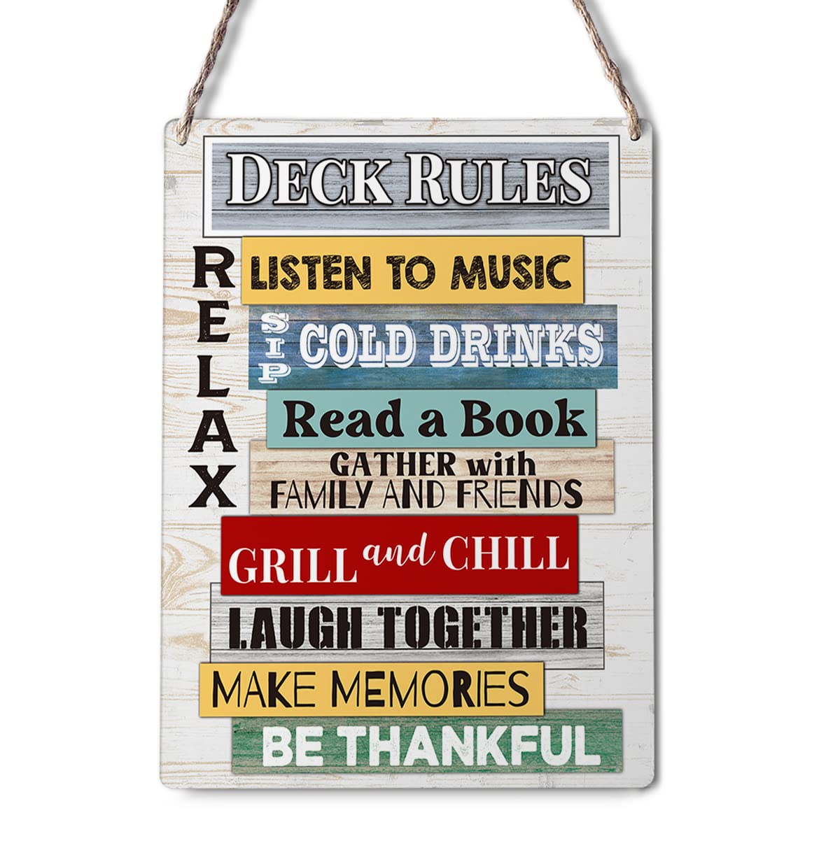 Snapklik.com : Farmhouse Colorful Deck Rules Wooden Sign Wall Decor ...