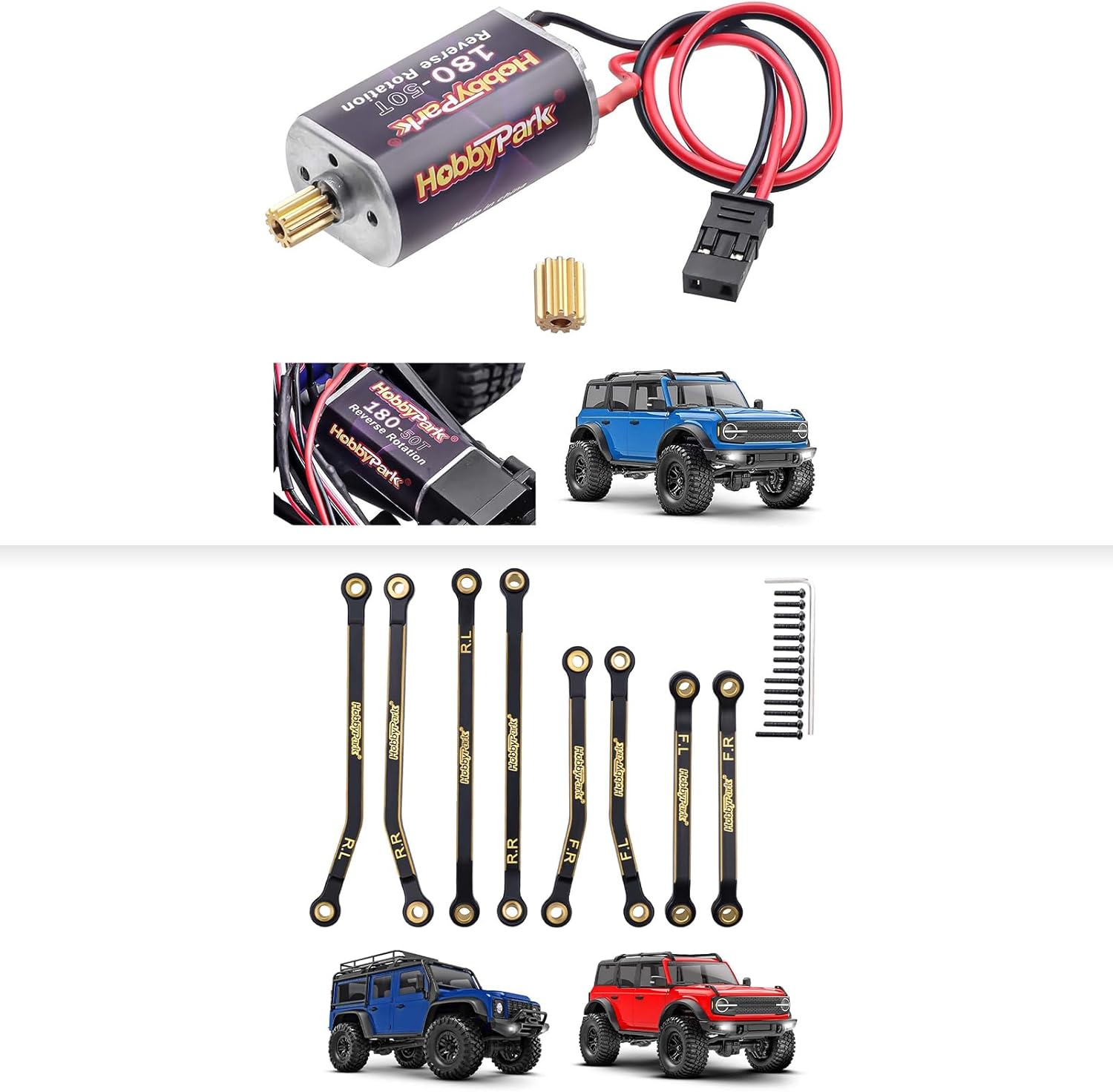 Amazon.com: HobbyPark Brass Chassis Links Set & 180 50T Brushed Motor ...