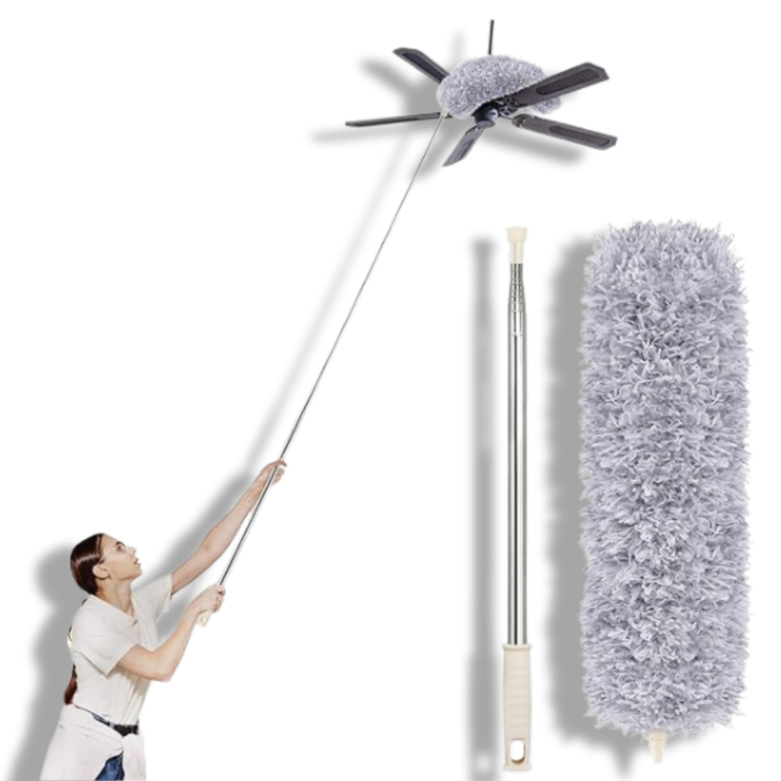 CEPILLO Microfiber Feather Duster Bendable & Extendable Fan Cleaning ...