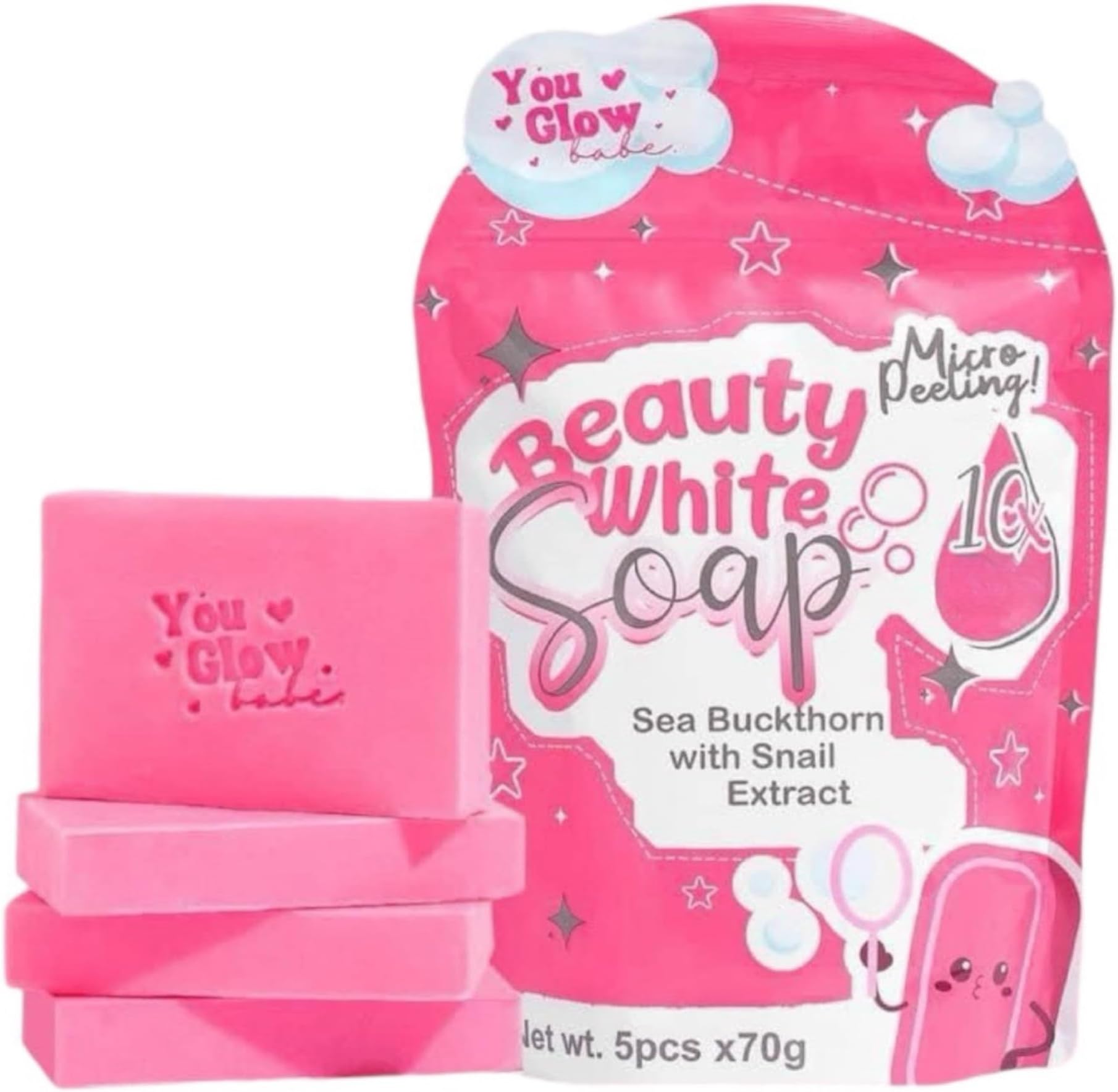 Amazon.com : 1 Pack You Glow Babe Beauty White Soap Sea Buckthorn with Snail Extract - 5 Bars x ...