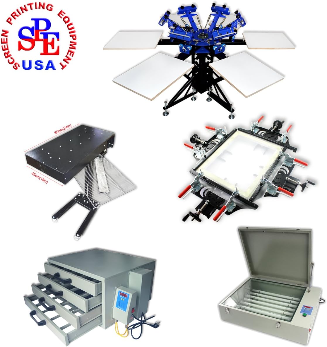 Amazon.com: 6 Color Screen Printing Kit 6 Color 6 Station Screen ...