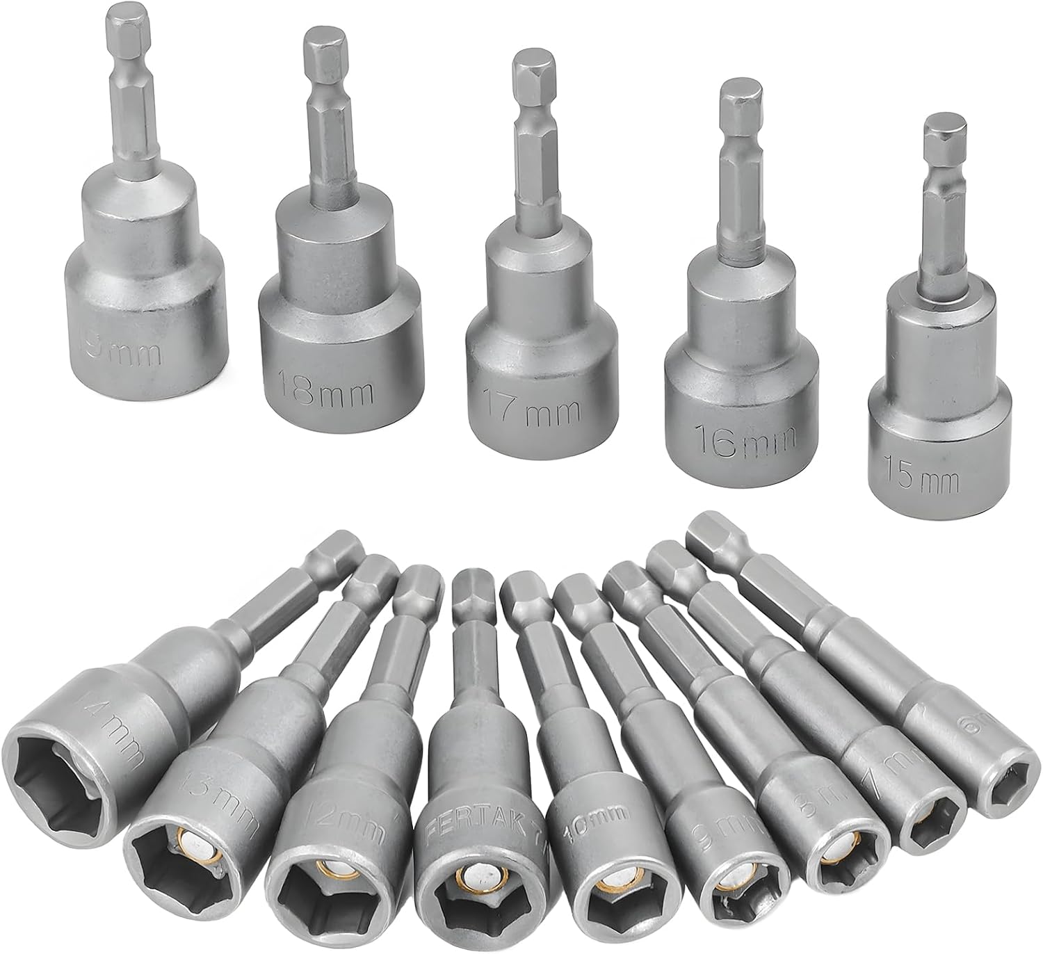 14 Pcs Magnetic Nut Sockets Set, 6-19mm Metric Nut Setter Driver ...