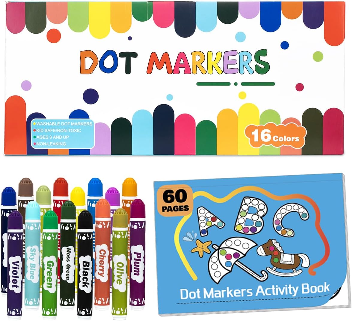 Amazon.com: DOSEWART Dot Markers for Kids, 16-Color Bingo Daubers ...