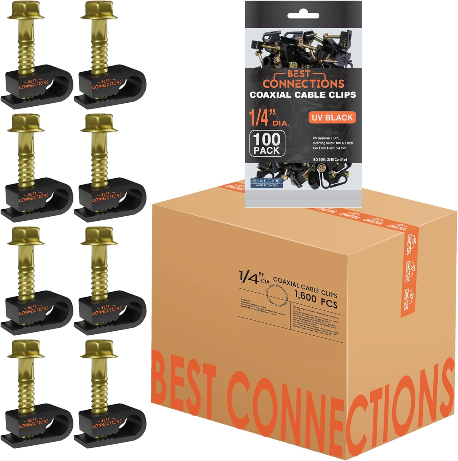 Amazon.com: BEST CONNECTIONS Coaxial Cable Clips with Pre-Inserted ...