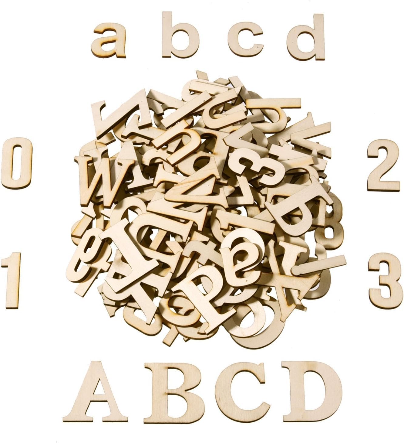 Haoser 124 Pieces Totally Wooden Capital & Lower Case Letters & Numbers ...
