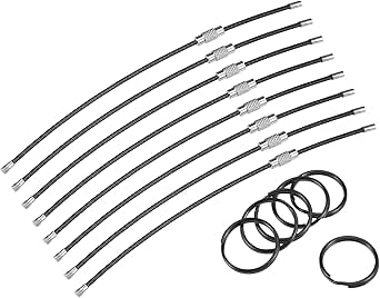 Amazon.com: MECCANIXITY Stainless Steel Wire Keychain Cables 6" PVC ...