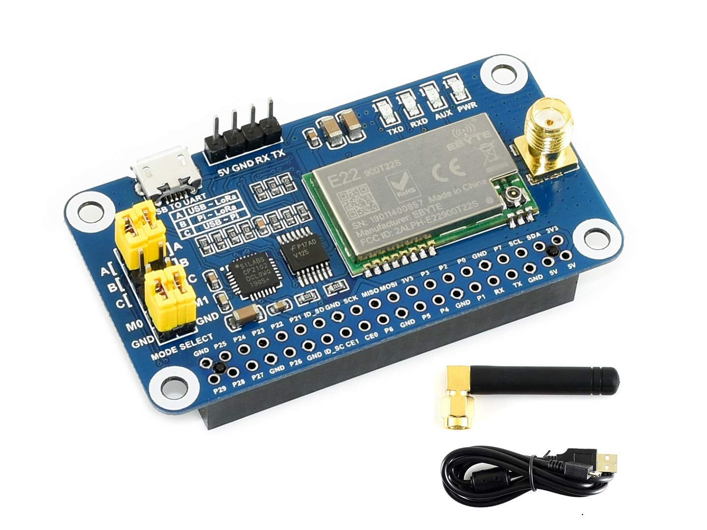 SX1262 LoRa HAT for Raspberry Pi Series Boards 915MHz Frequency Band ...