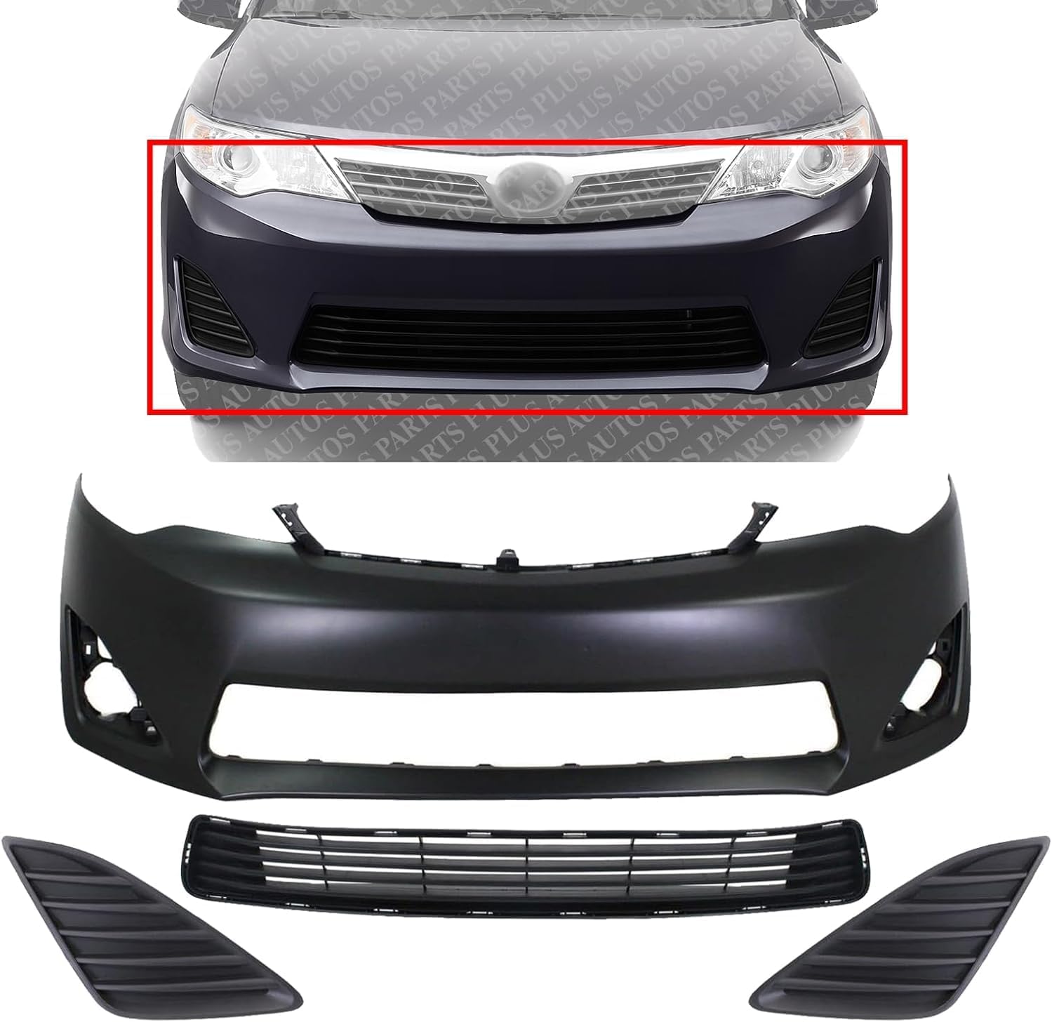 Amazon.com: AUTOS PARTS PLUS Front Bumper Cover Primed + Lower Grille ...