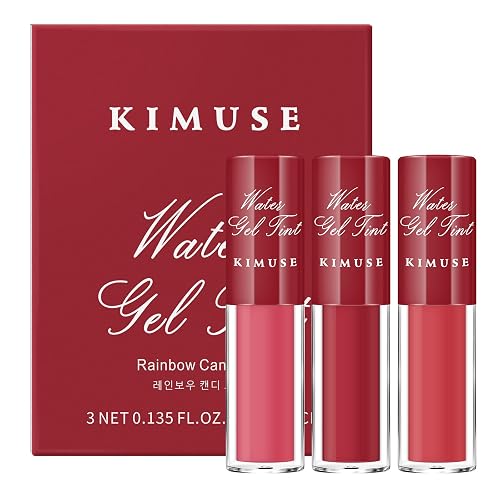KIMUSE Juego de 3 colores de tinte de labios de agua, pigmento alto ...