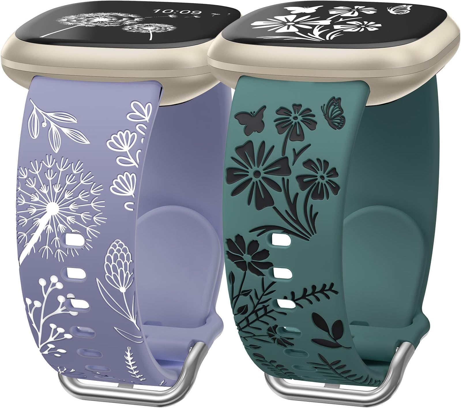 Wearlizer 2 Pack Floral Engraved Compatible With Fitbit Versa 3/4 ...