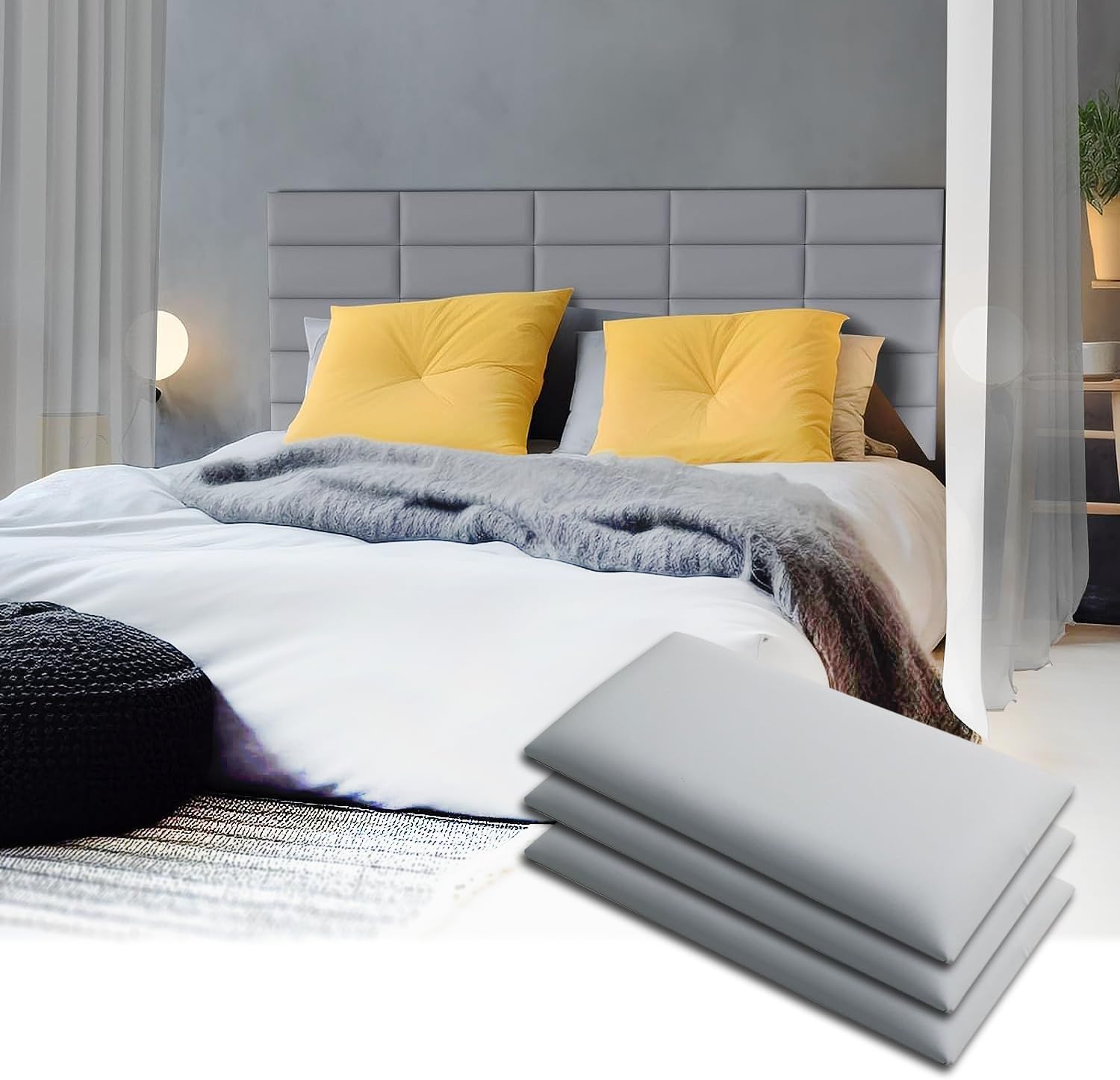 Amazon.com - Elvone Upholstered Headboard Panels，Peel and Stick Padded ...