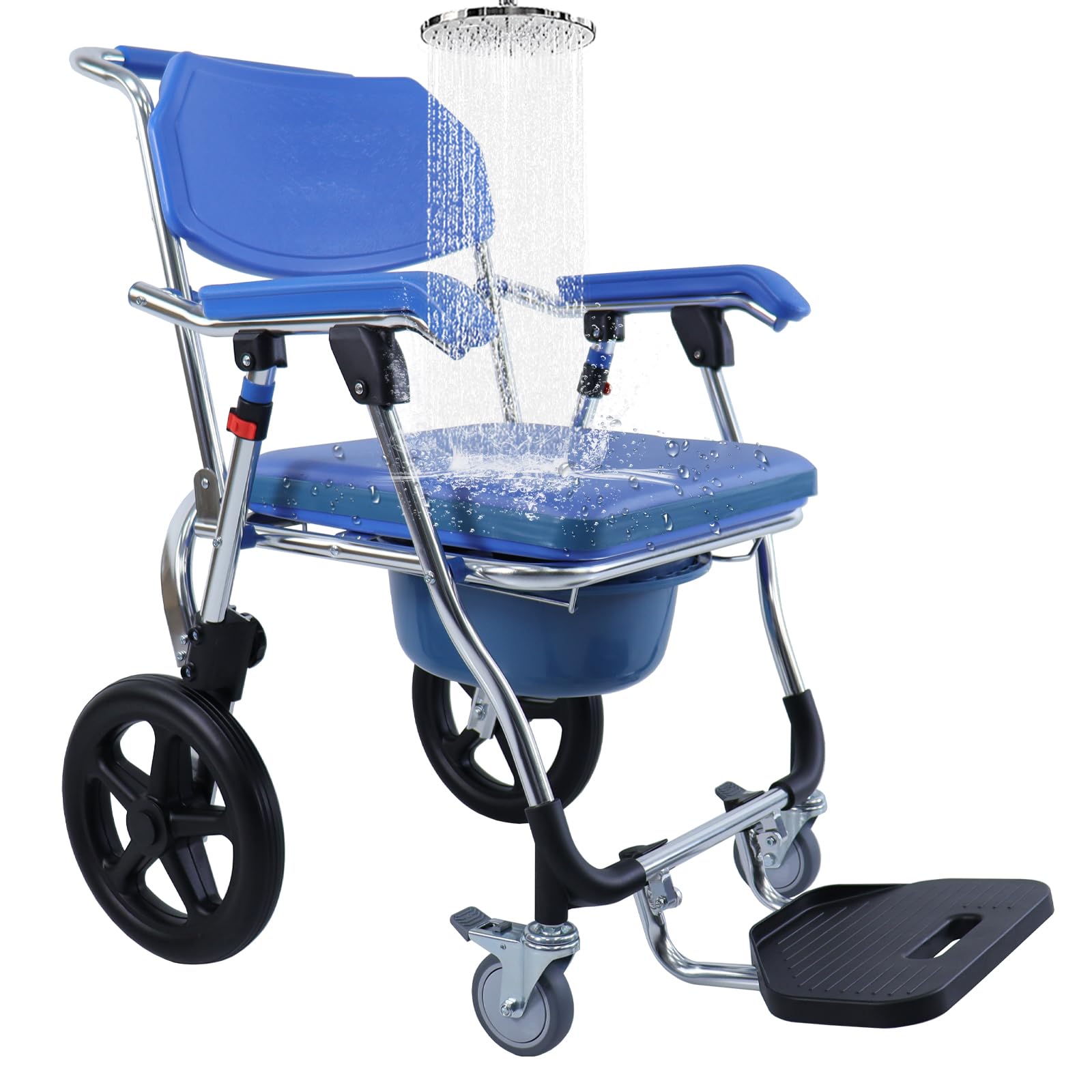 Amazon.com: Folding Shower Commode Wheelchair - 300lbs Beside Commode ...