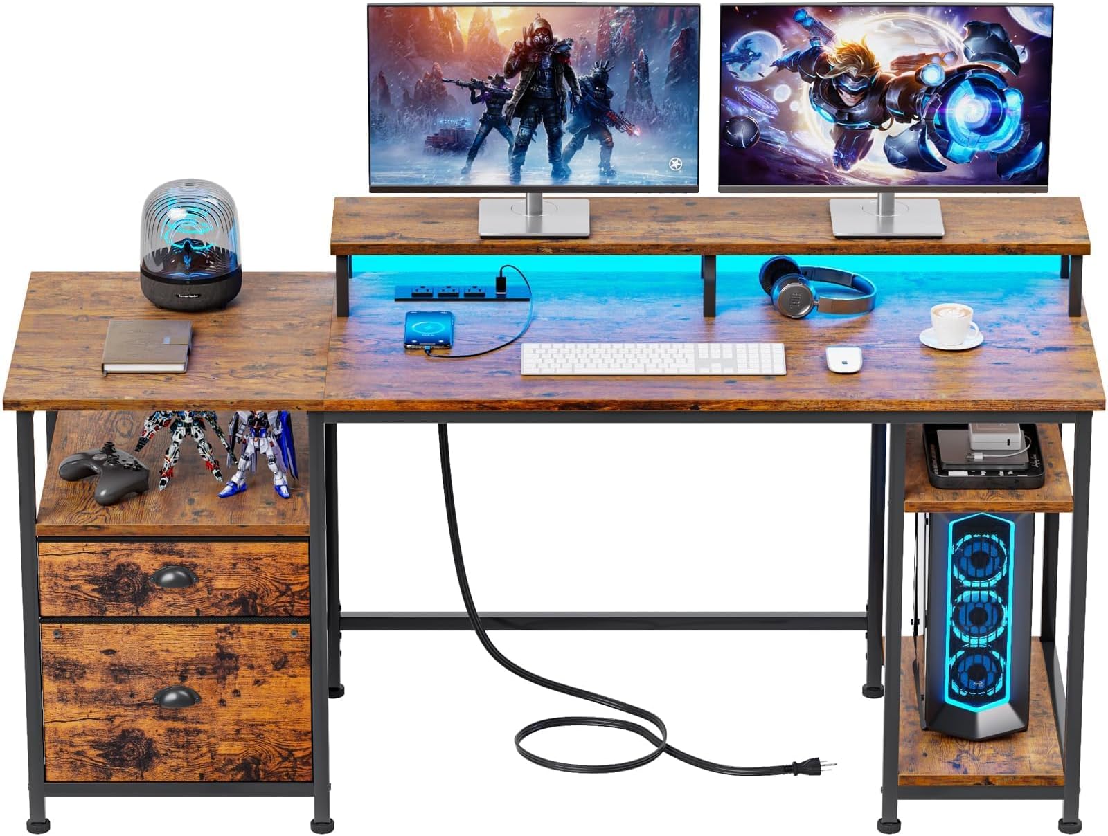 Amazon.com: SEDETA 69" Gaming Desk, Office Computer Desk with File ...