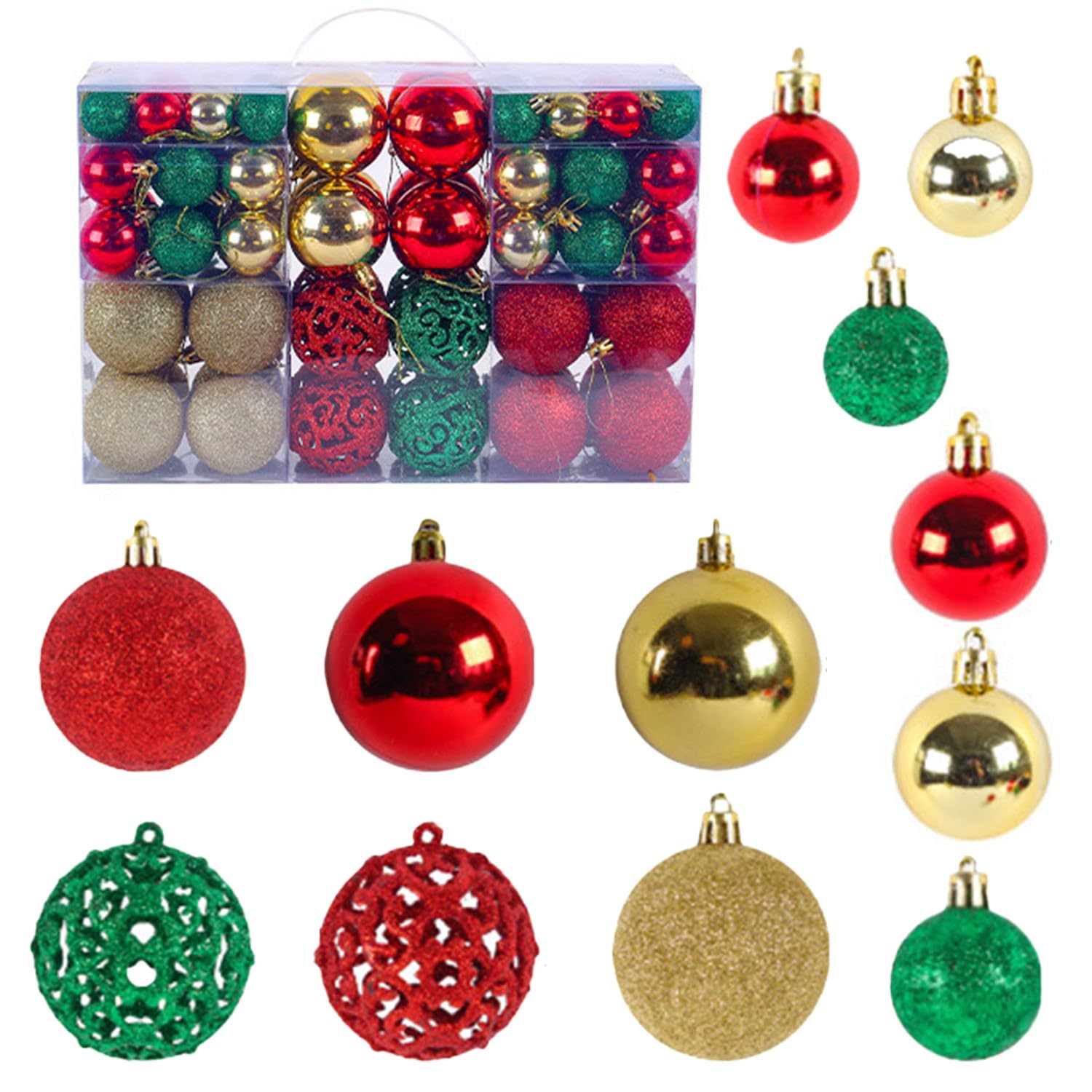 Amazon.com: 100 Pcs Christmas Ball Ornament Set, Red Green and Gold ...